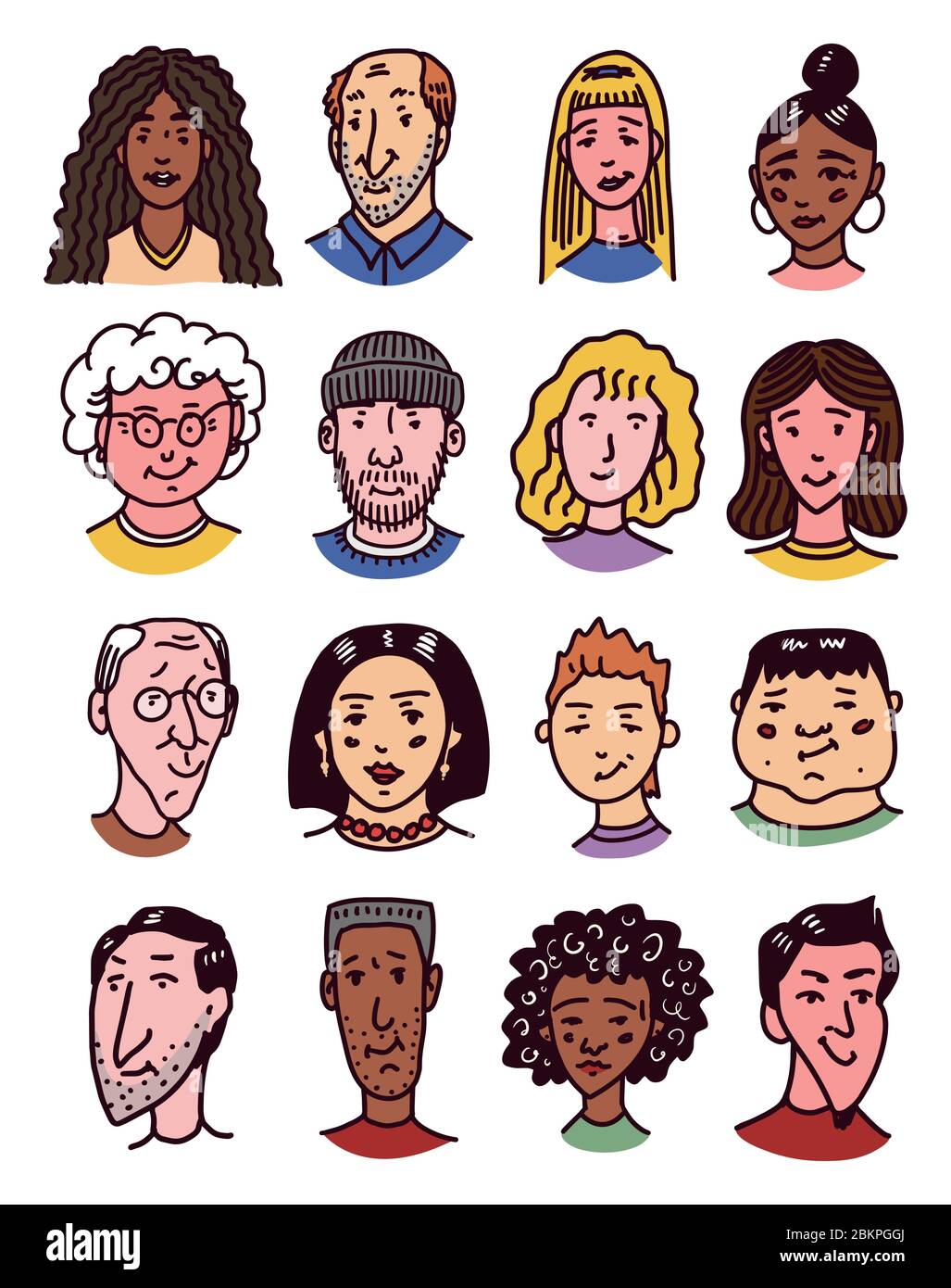 Diverse faces of people set. Human Avatars Collection. Old and young ...