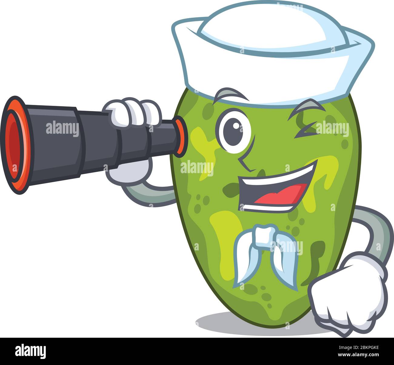 A cartoon icon of cyanobacteria Sailor with binocular Stock Vector ...