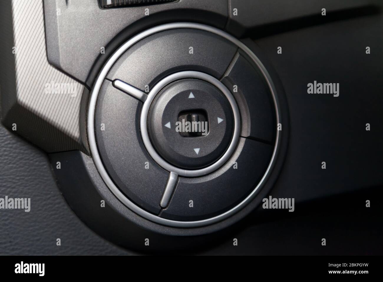 A motion control panel with buttons and a joystick to select directions ...