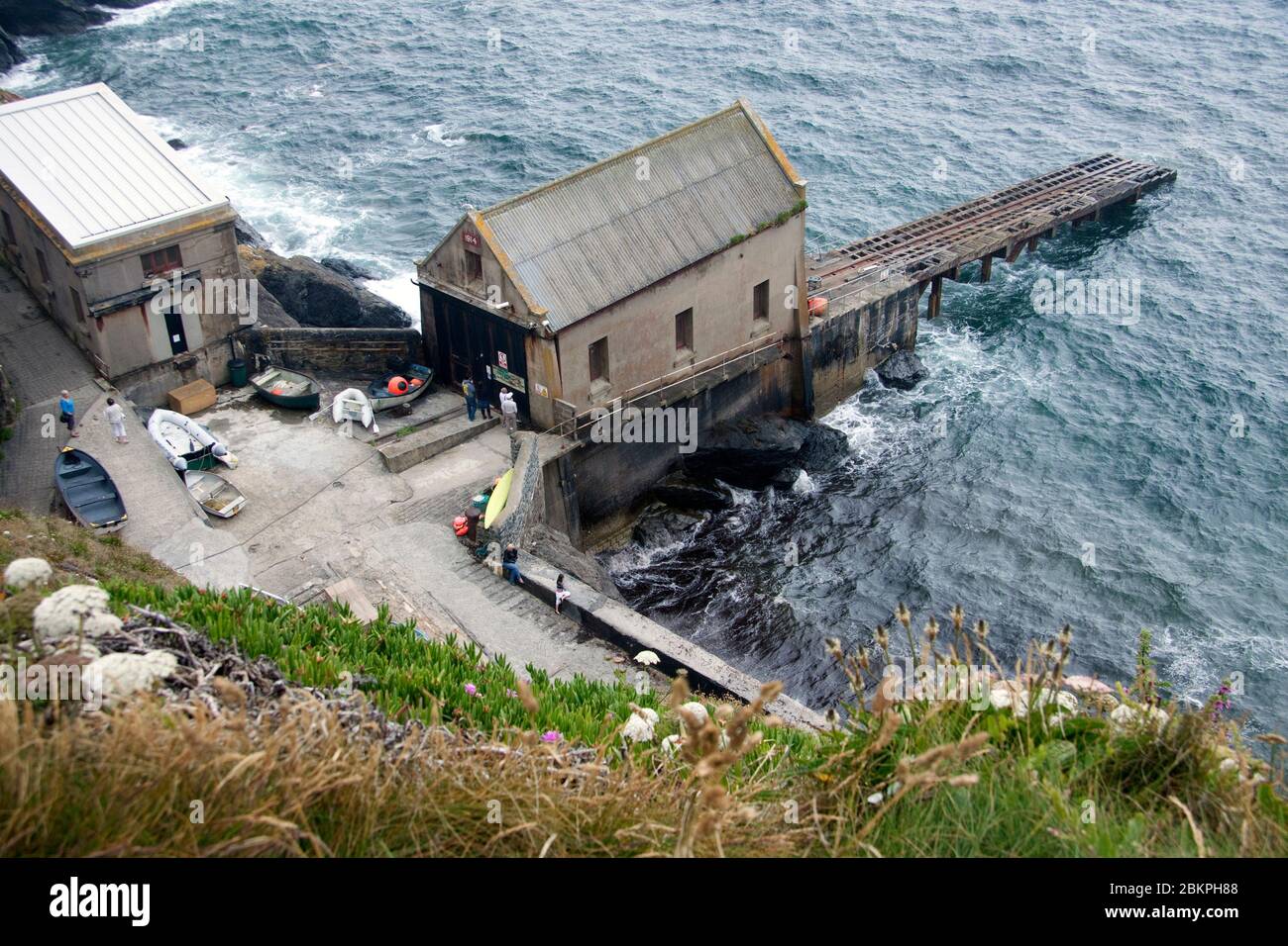 A view looking down on the old lifeboat house at the Lizard on the ...