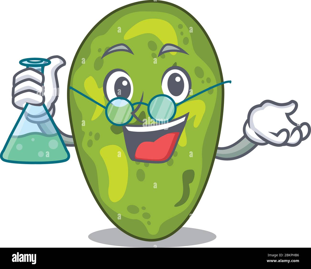 Cyanobacteria smart Professor Cartoon design style working with glass ...
