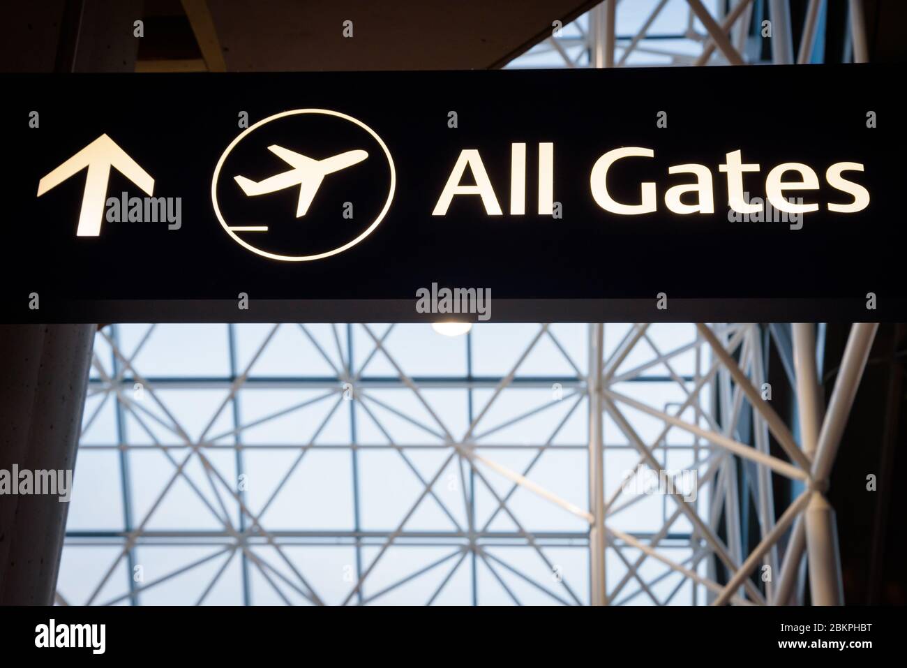 Airport sign - Departures terminal all gates, Keflavik, Iceland Stock ...