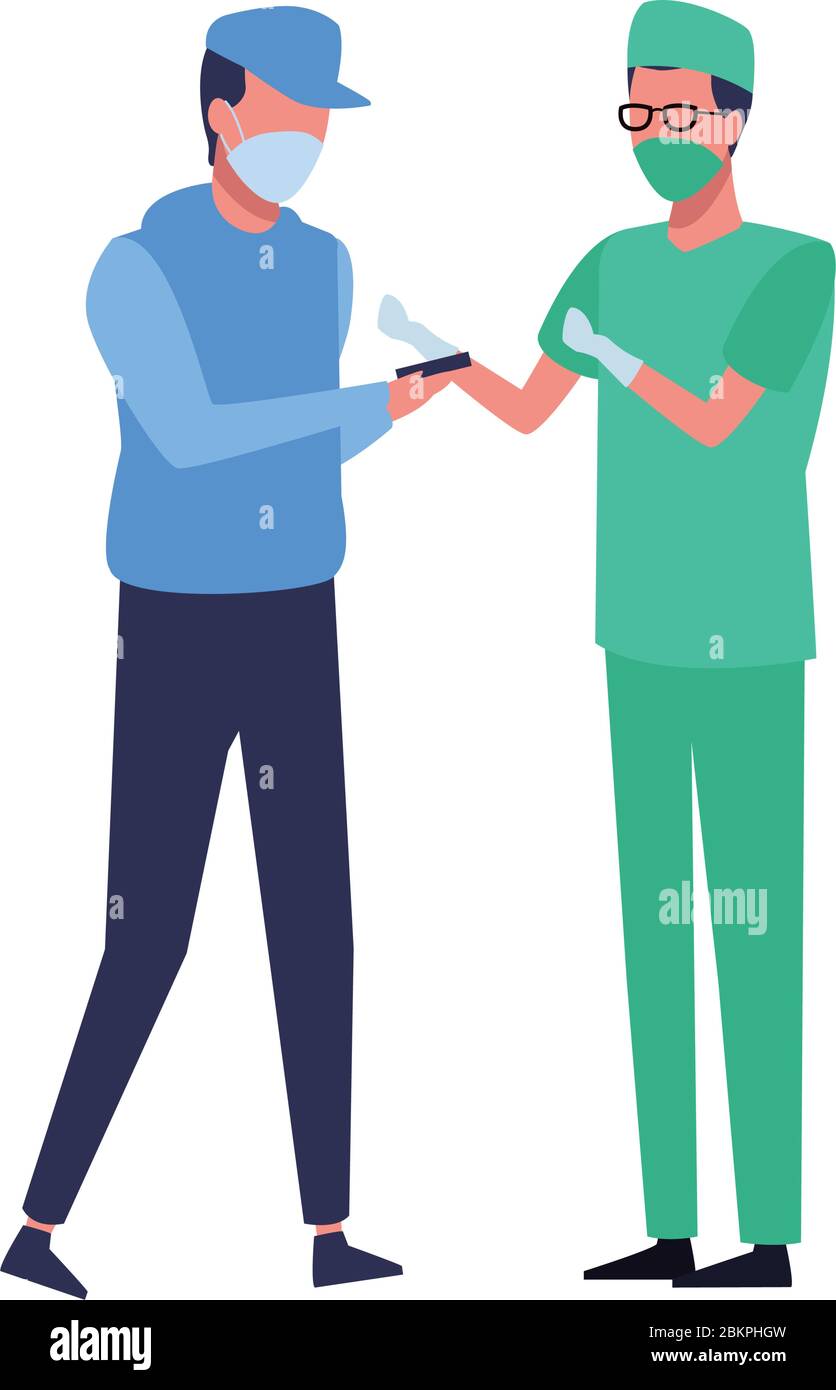 surgeon and man using face mask for covid 19 Stock Vector Image & Art ...