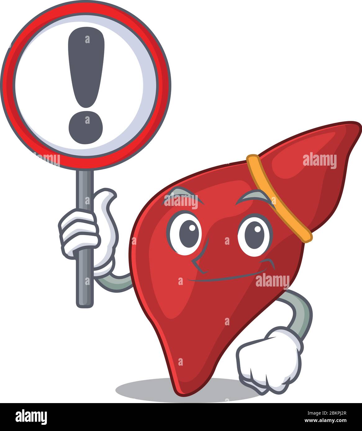 An icon of healthy human liver cartoon design style with a sign board ...