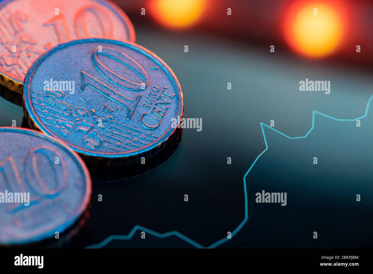 Euro coin on stock chart. Financial investment concept Stock Photo - Alamy