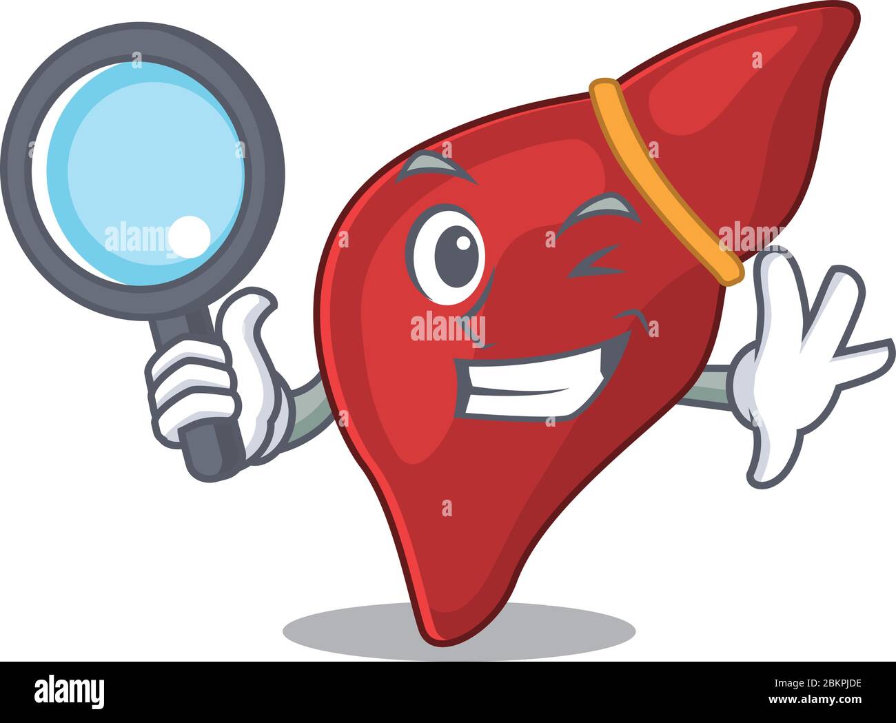 Smart Detective of healthy human liver mascot design style with tools ...