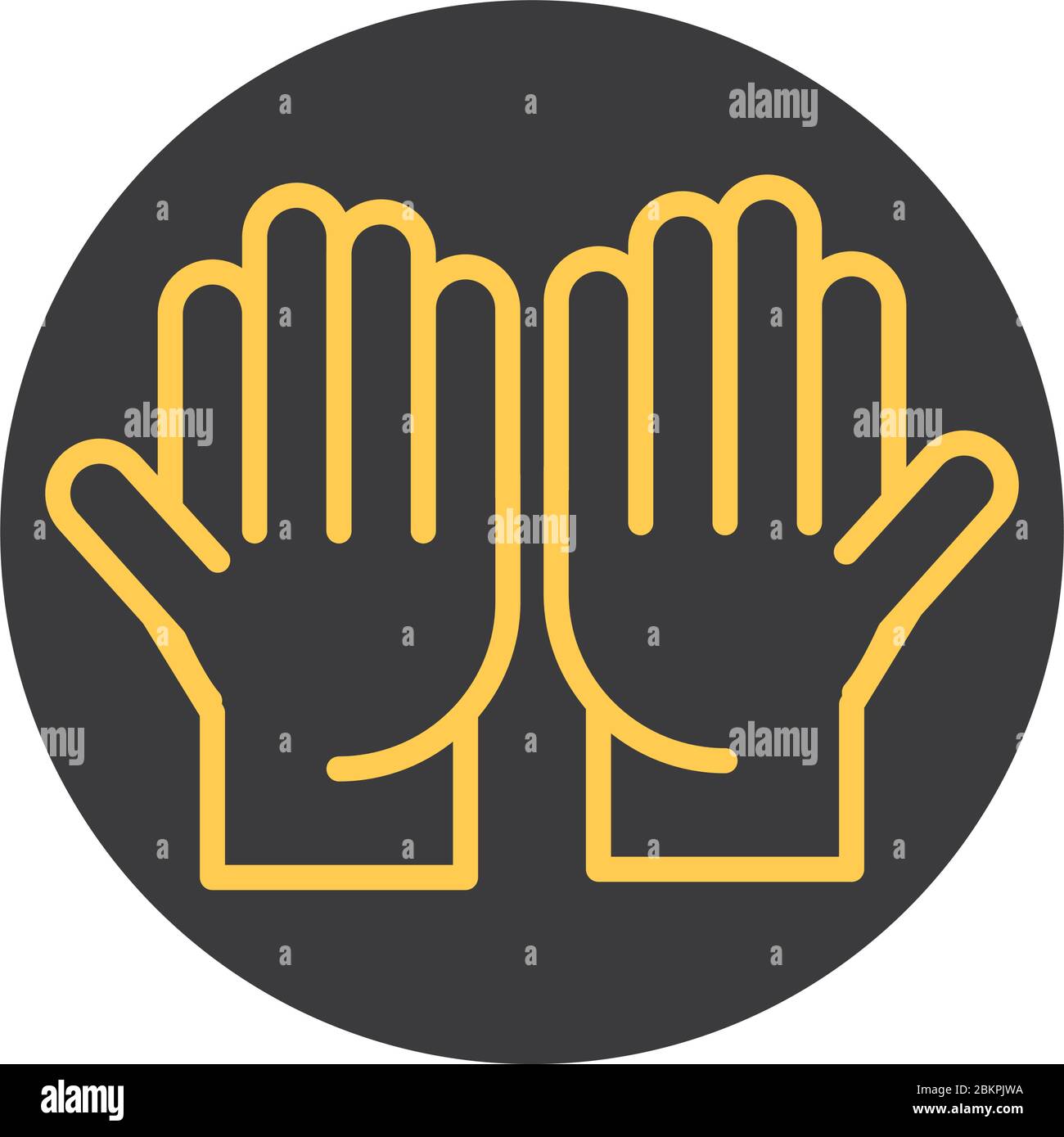 open hands gesture palm traditional block and line icon vector ...