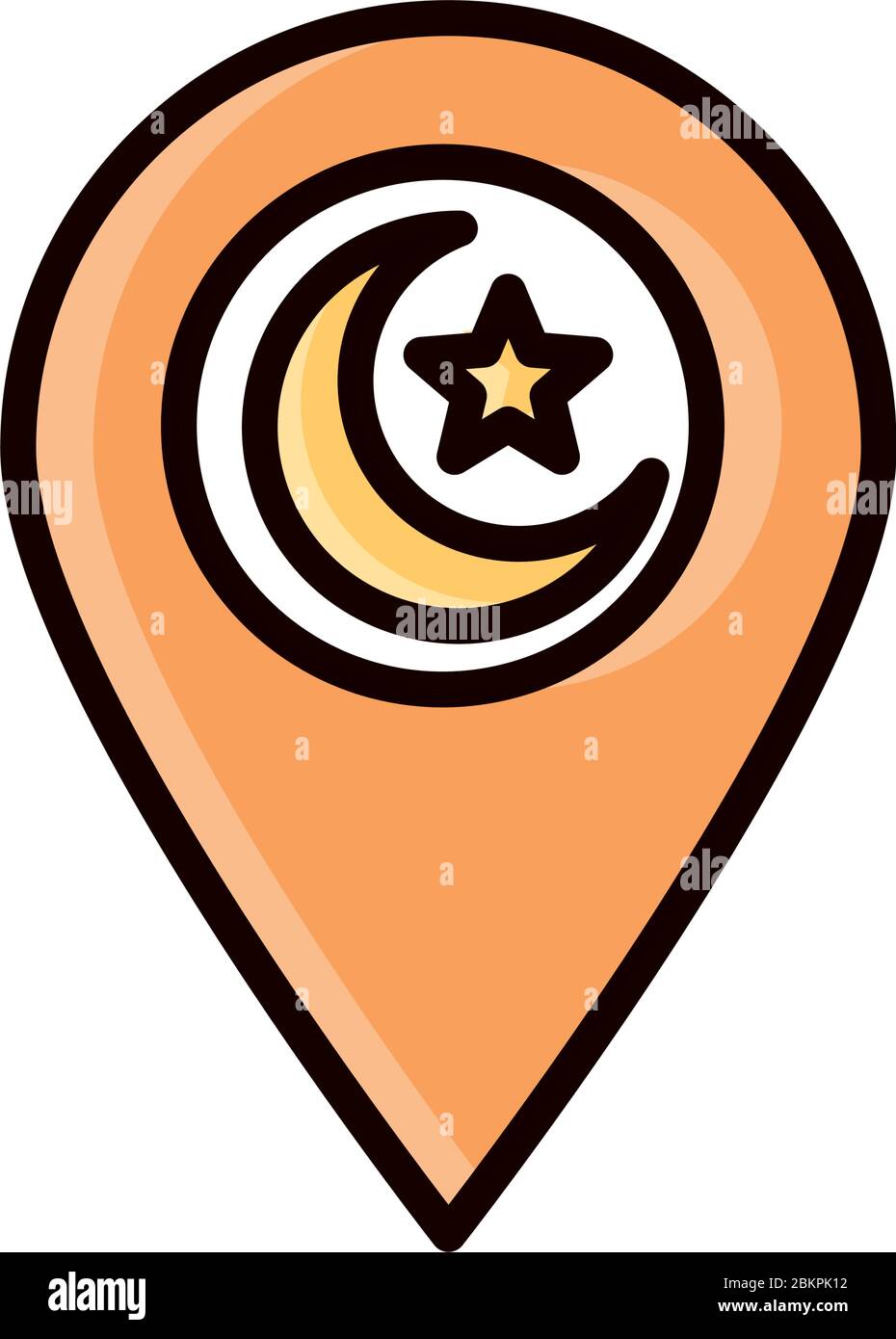 pointer location eid mubarak islamic religious celebration vector illustration line and fill ...