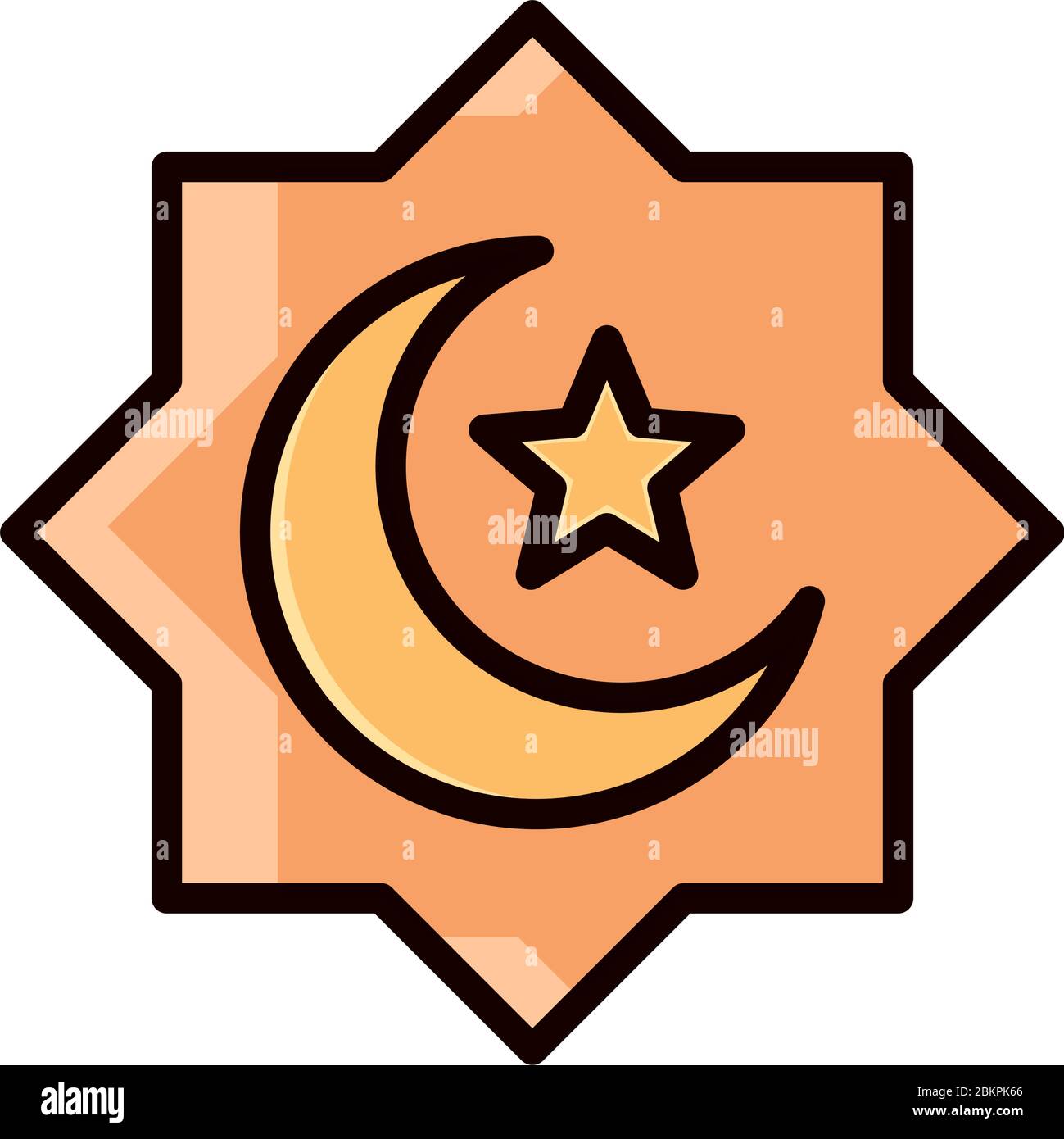 eid mubarak islamic religious ornament moon star line and fill icon ...