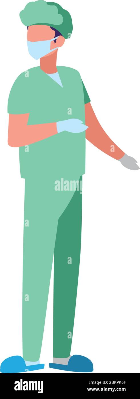 professional man wearing face mask vector illustration design Stock ...