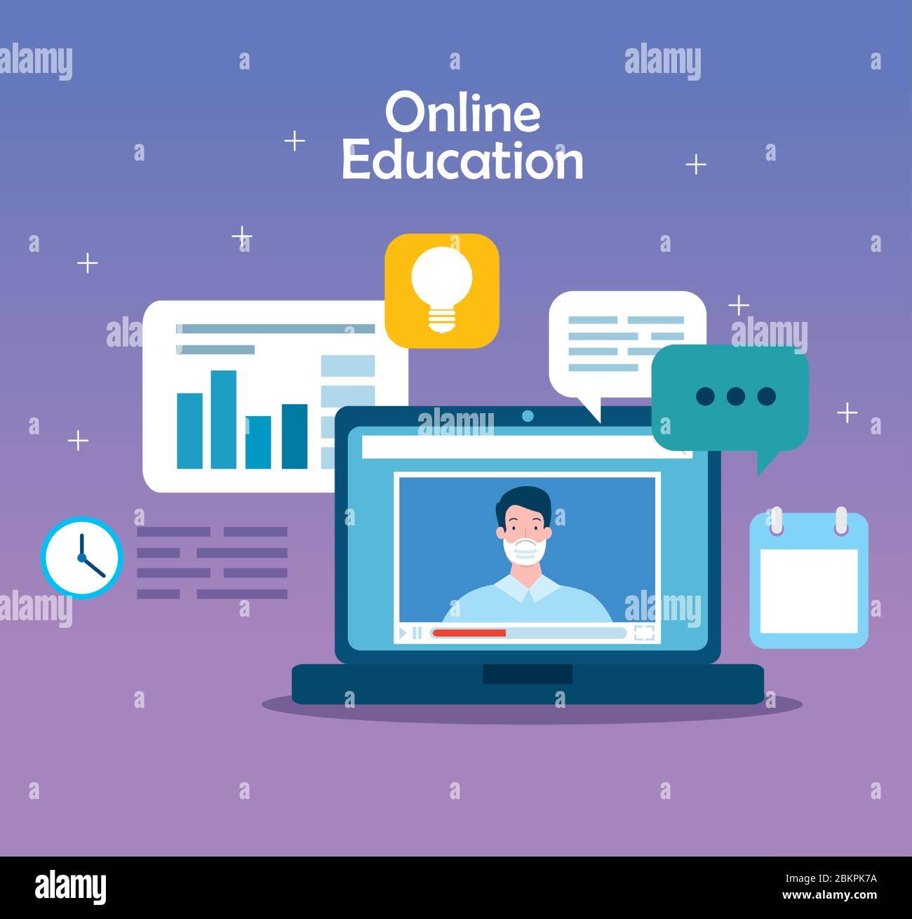 education online technology with laptop and icons Stock Vector Image ...
