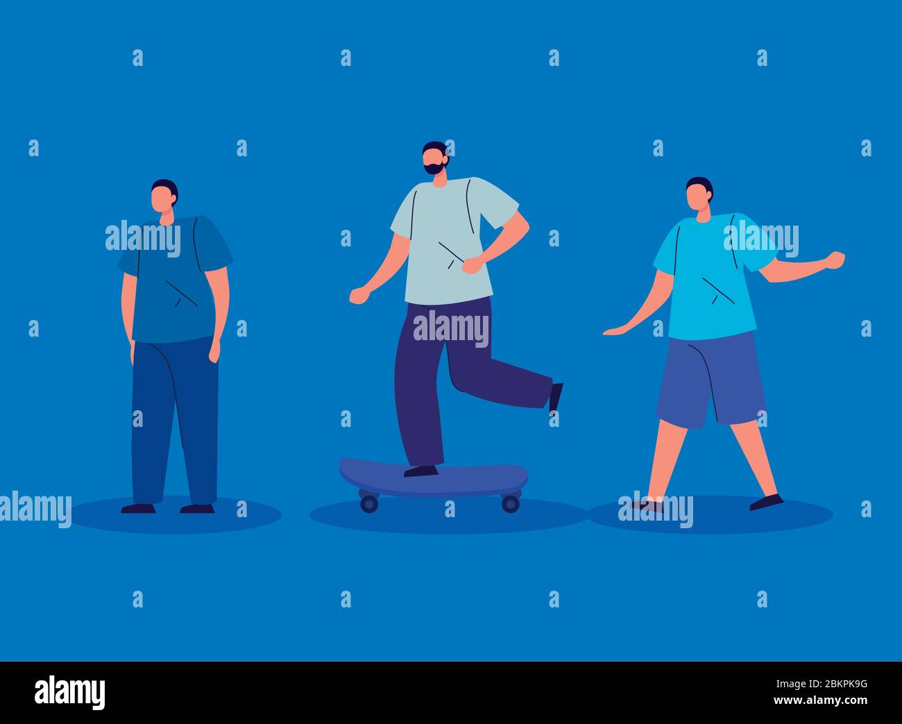 group men practicing exercise avatar characters Stock Vector Image ...