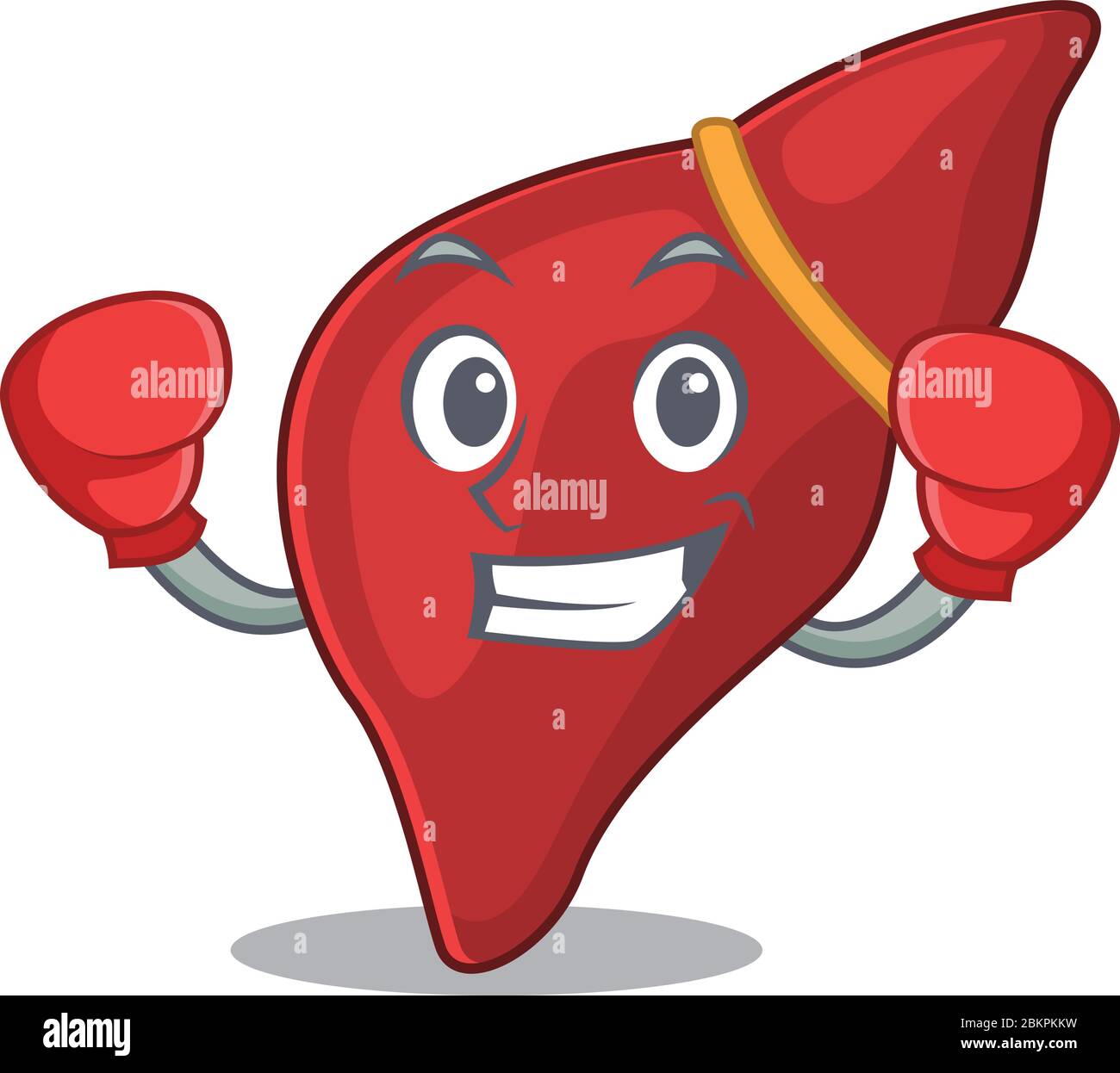A sporty boxing athlete mascot design of healthy human liver with red ...