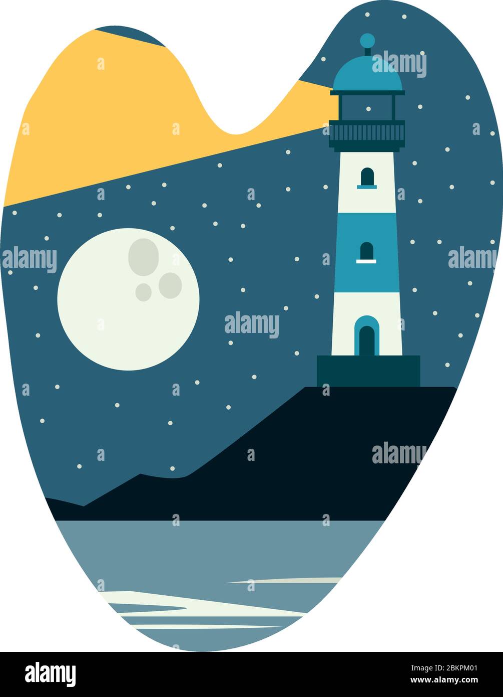 sea scape flat scene with lighthouse Stock Vector Image & Art - Alamy