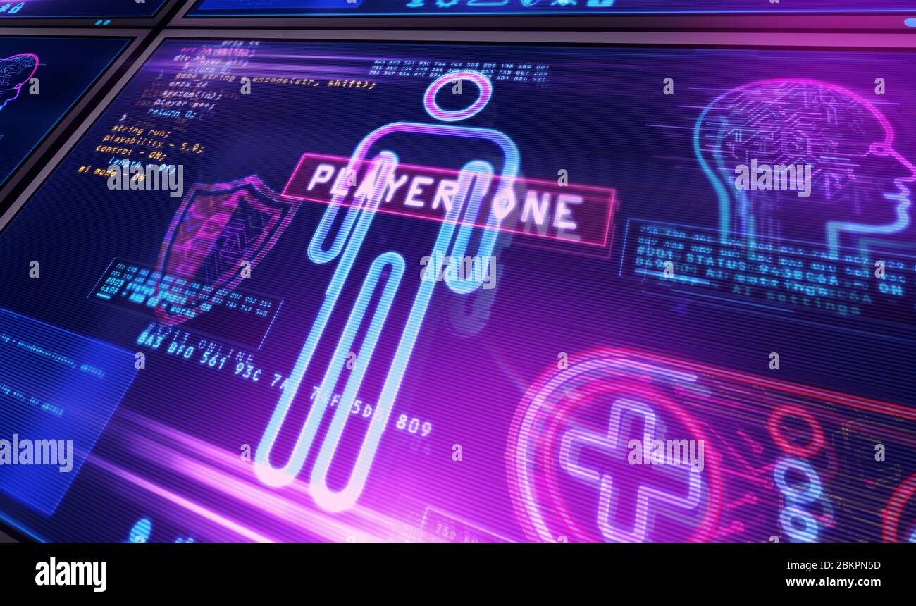 Create and code new game on computer screen. Cyber video gaming ...