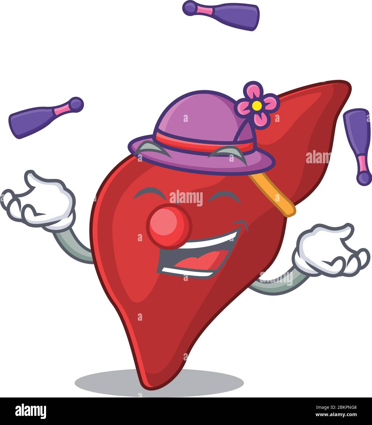 An attractive healthy human liver cartoon design style playing juggling ...