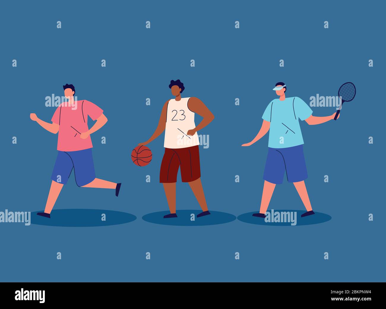 group men practicing exercise avatar characters Stock Vector Image ...