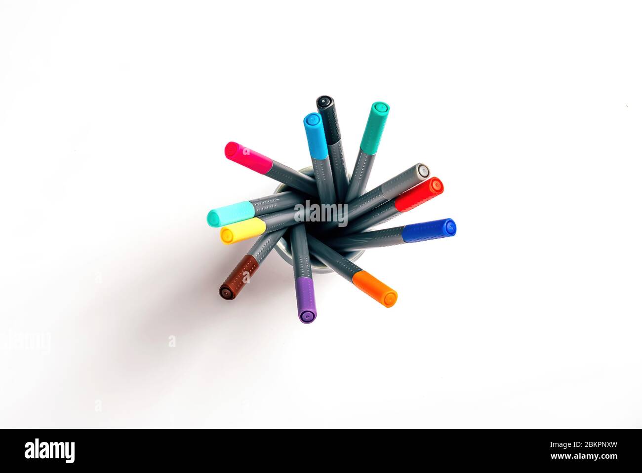 Set of multicolor felt pens, markers on white background, colorful ...