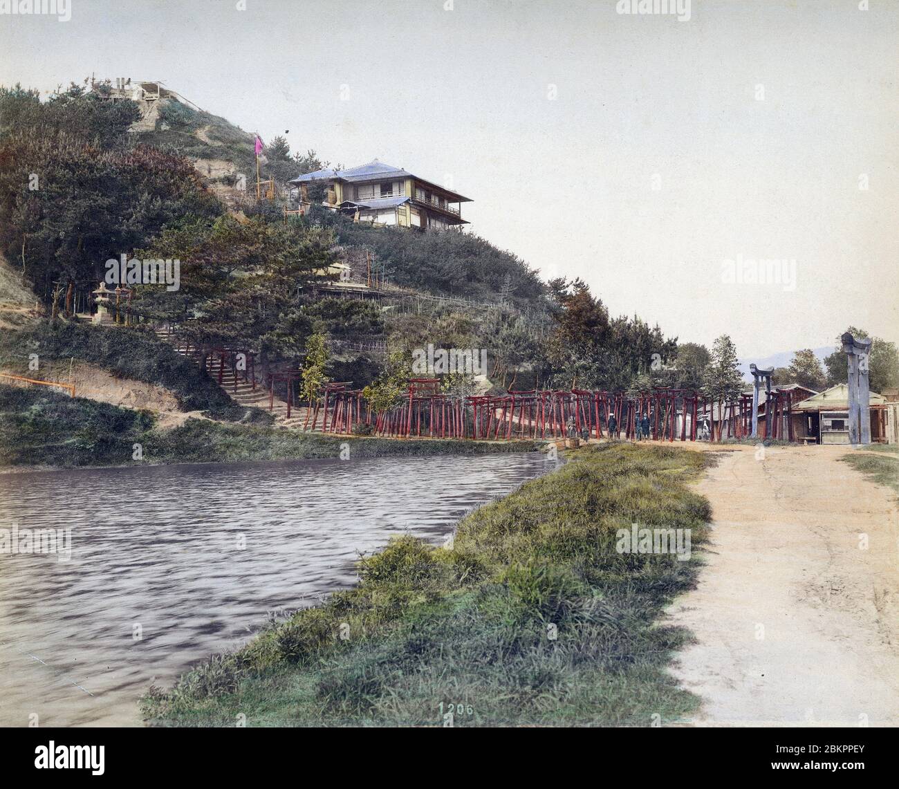 [ 1890s Japan - Sacred Torii Gates, Kobe ] — Dozens of sacred torii ...