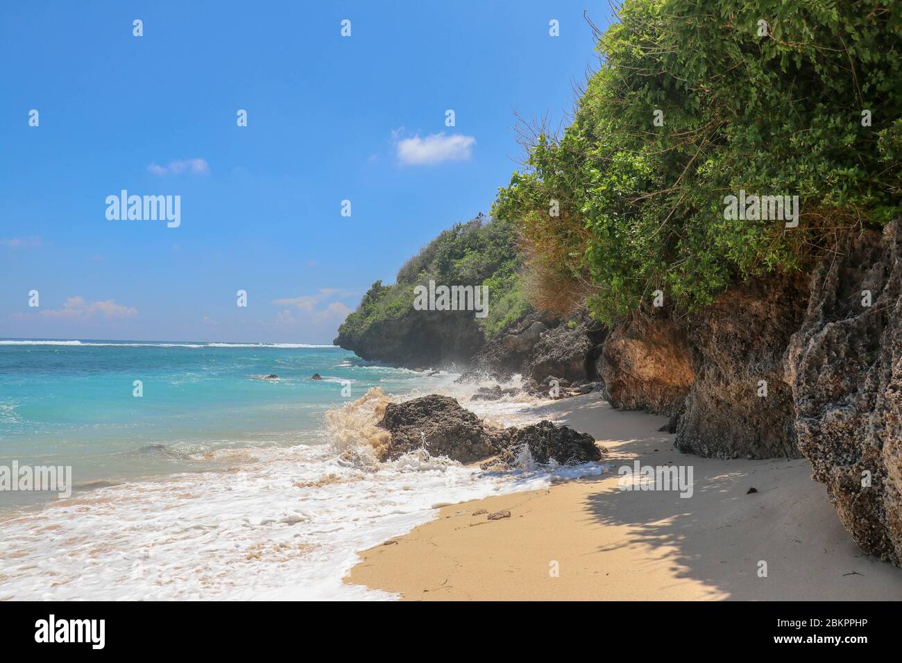 Pantai Gunung Payung beach with fine golden sand, Bali. Turquoise blue ...