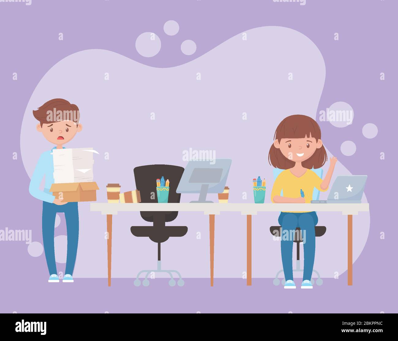 stress at work, stressed employee carrying pile of documents and female ...