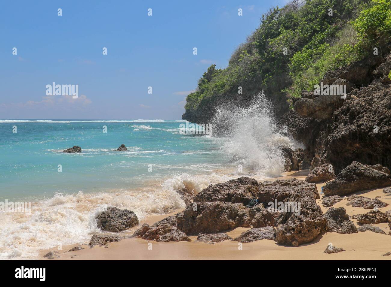 Pantai Gunung Payung beach with fine golden sand, Bali. Turquoise blue ...