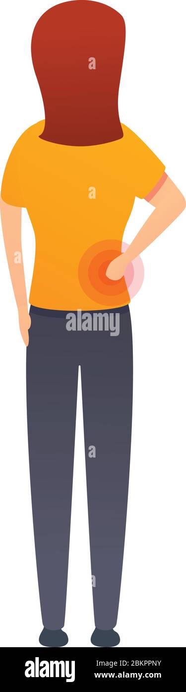 Woman back pain icon. Cartoon of woman back pain vector icon for web ...