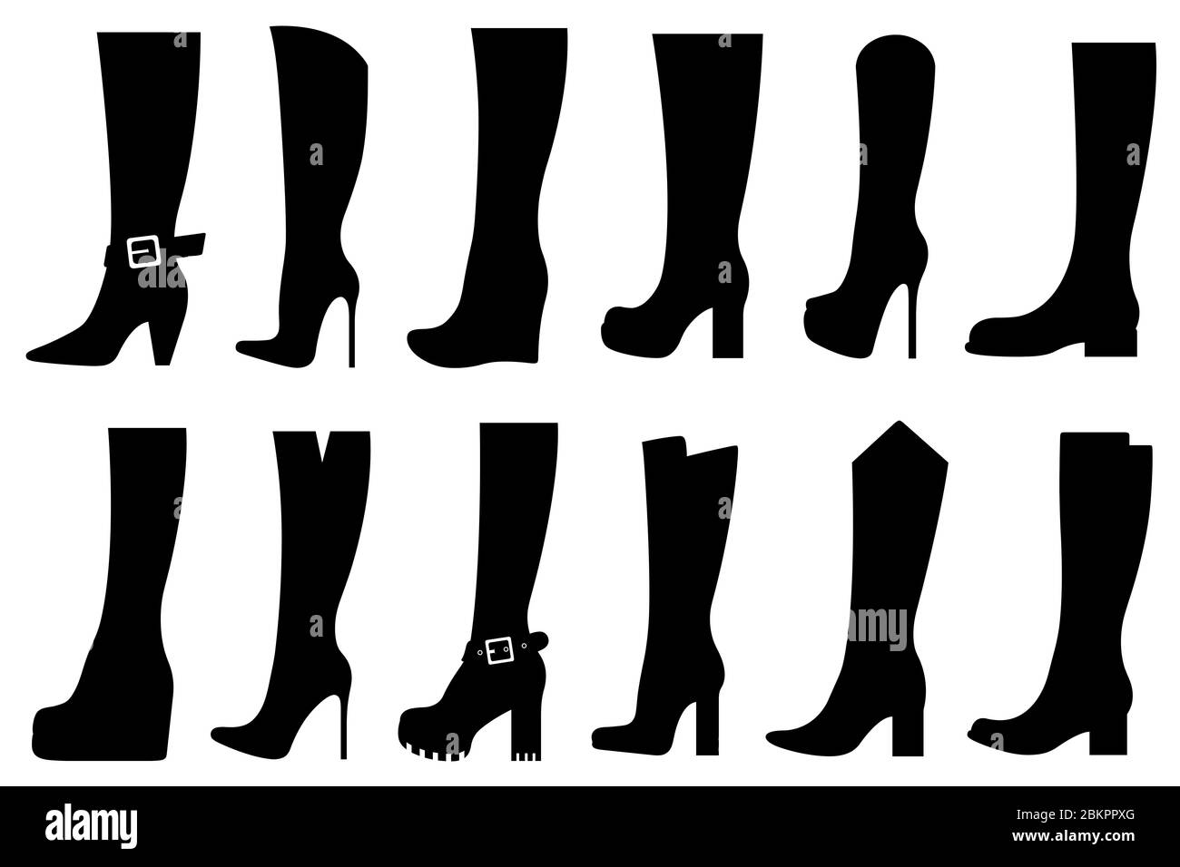 Set of different boots isolated on white Stock Photo - Alamy