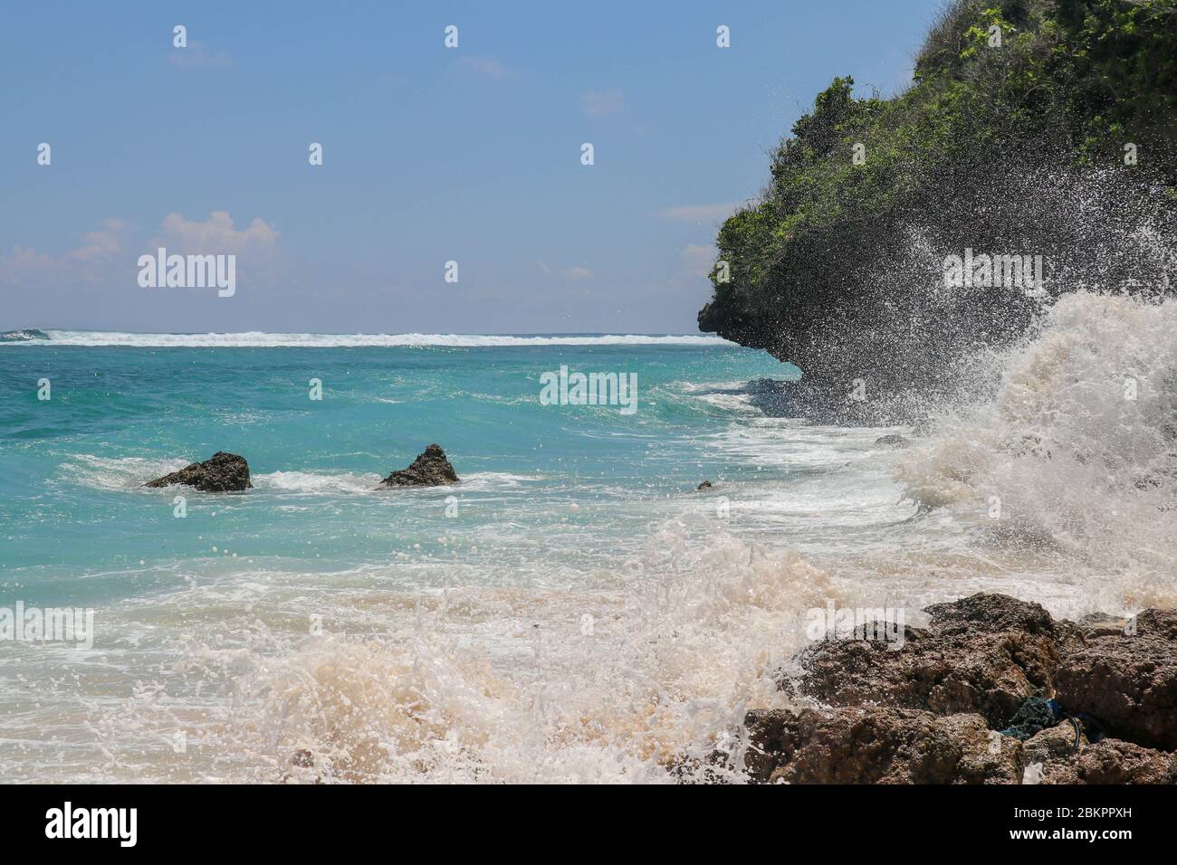 Pantai Gunung Payung beach with fine golden sand, Bali. Turquoise blue ...