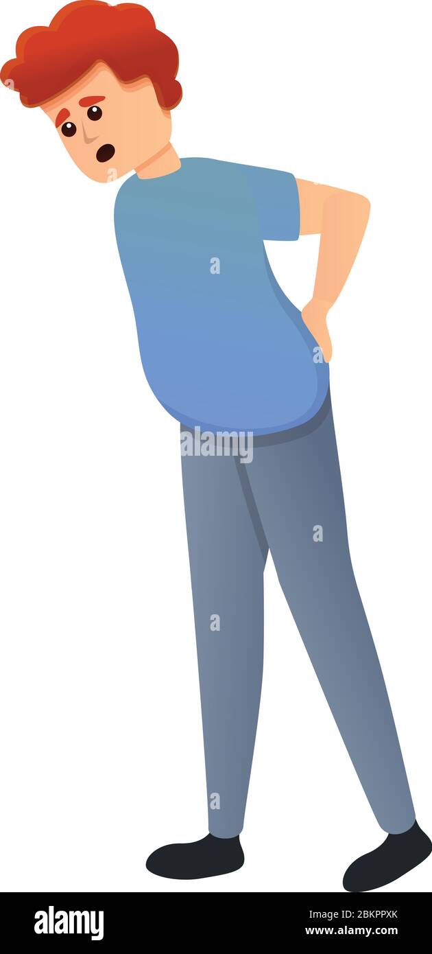 Back boy pain icon. Cartoon of back boy pain vector icon for web design ...