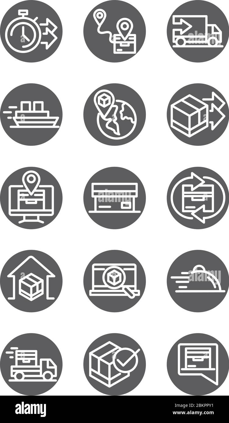 delivery cargo service logistic shipping commerce icons set vector ...
