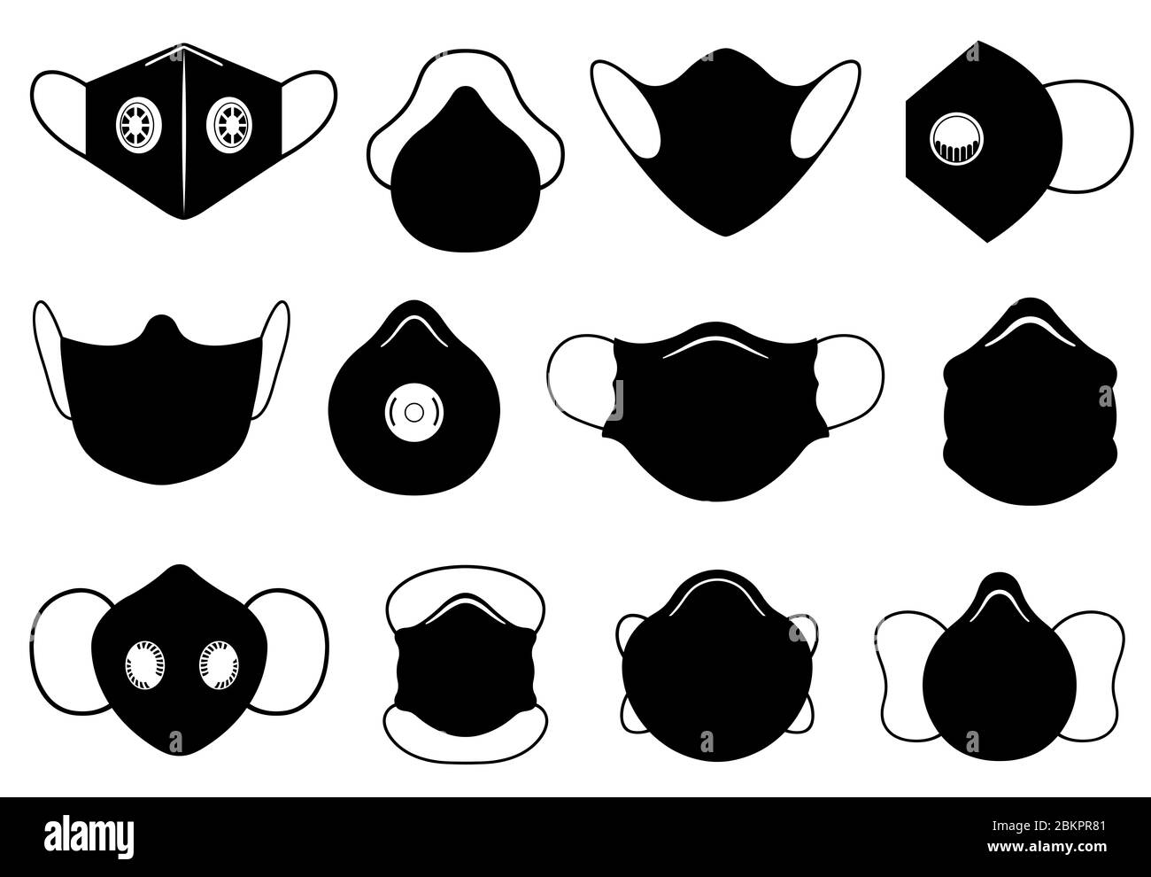 Collection of different masks isolated on white Stock Photo - Alamy