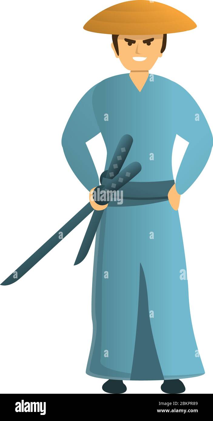 Samurai with hat icon. Cartoon of samurai with hat vector icon for web ...