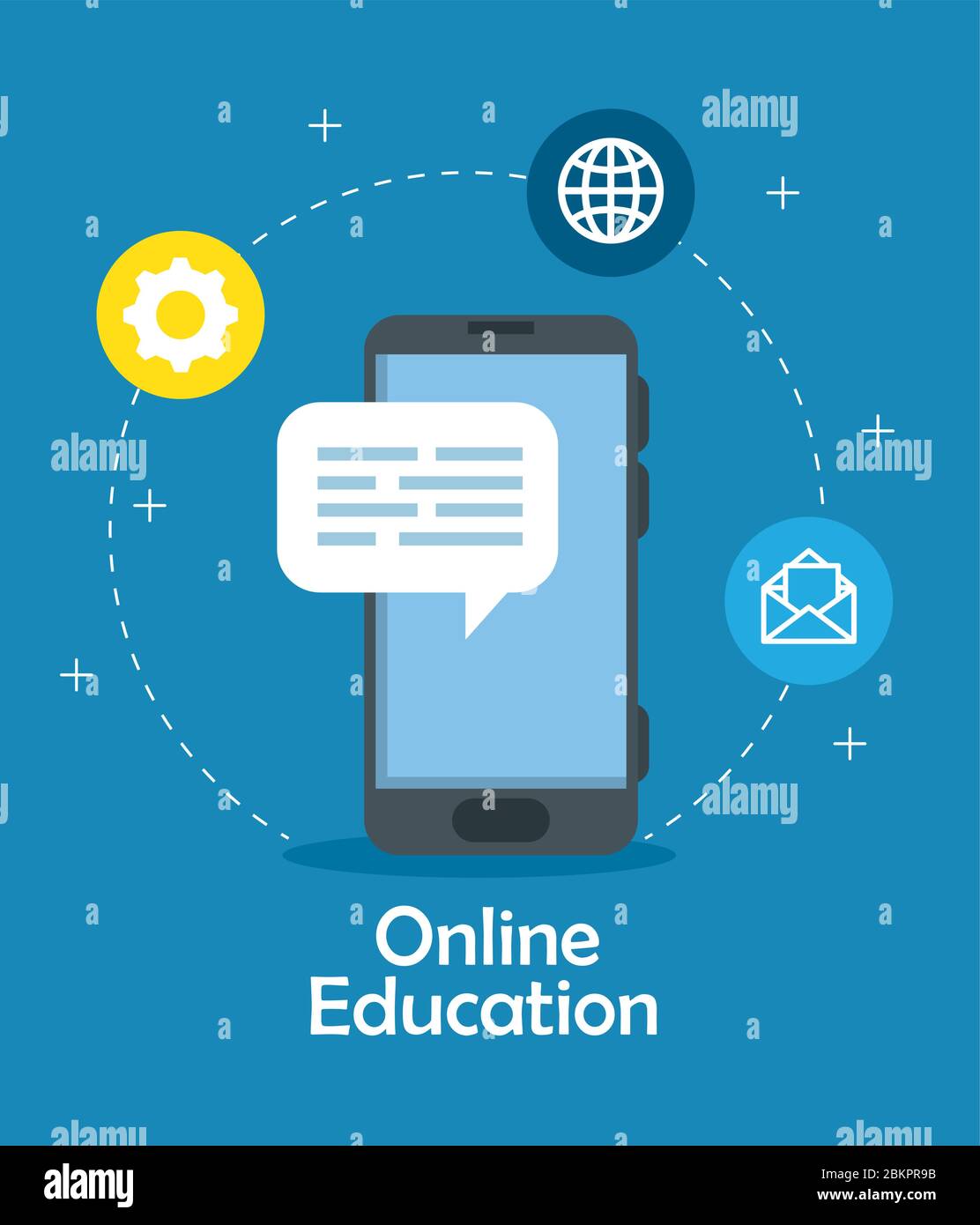 education online technology with smartphone and icons Stock Vector ...