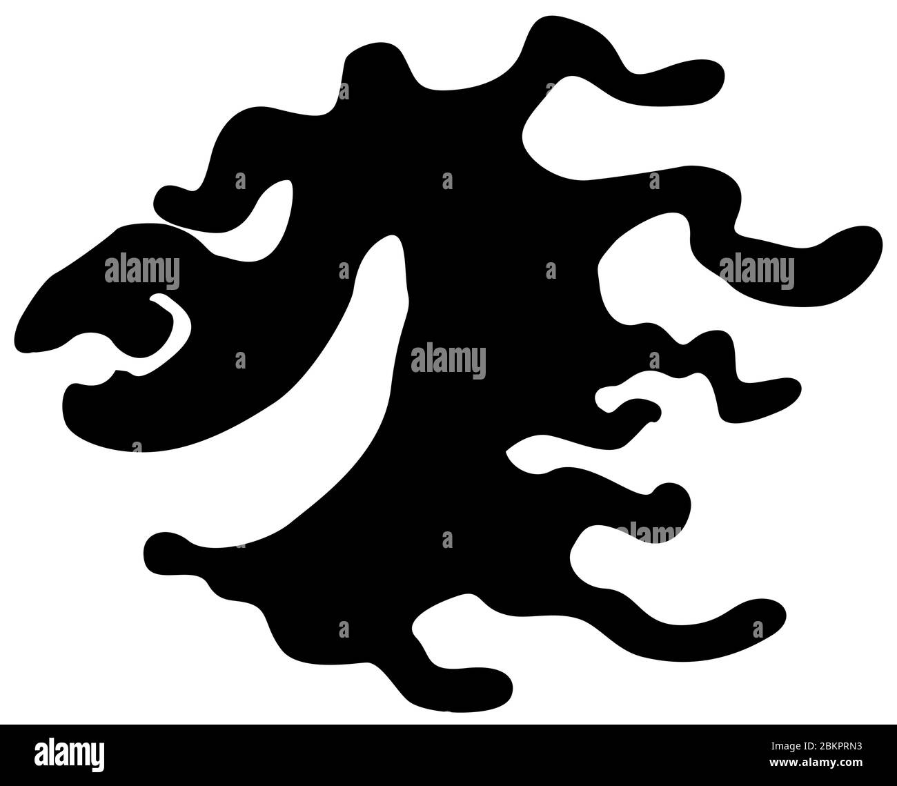 Big blob head flying cartoon character black silhouette, vector ...