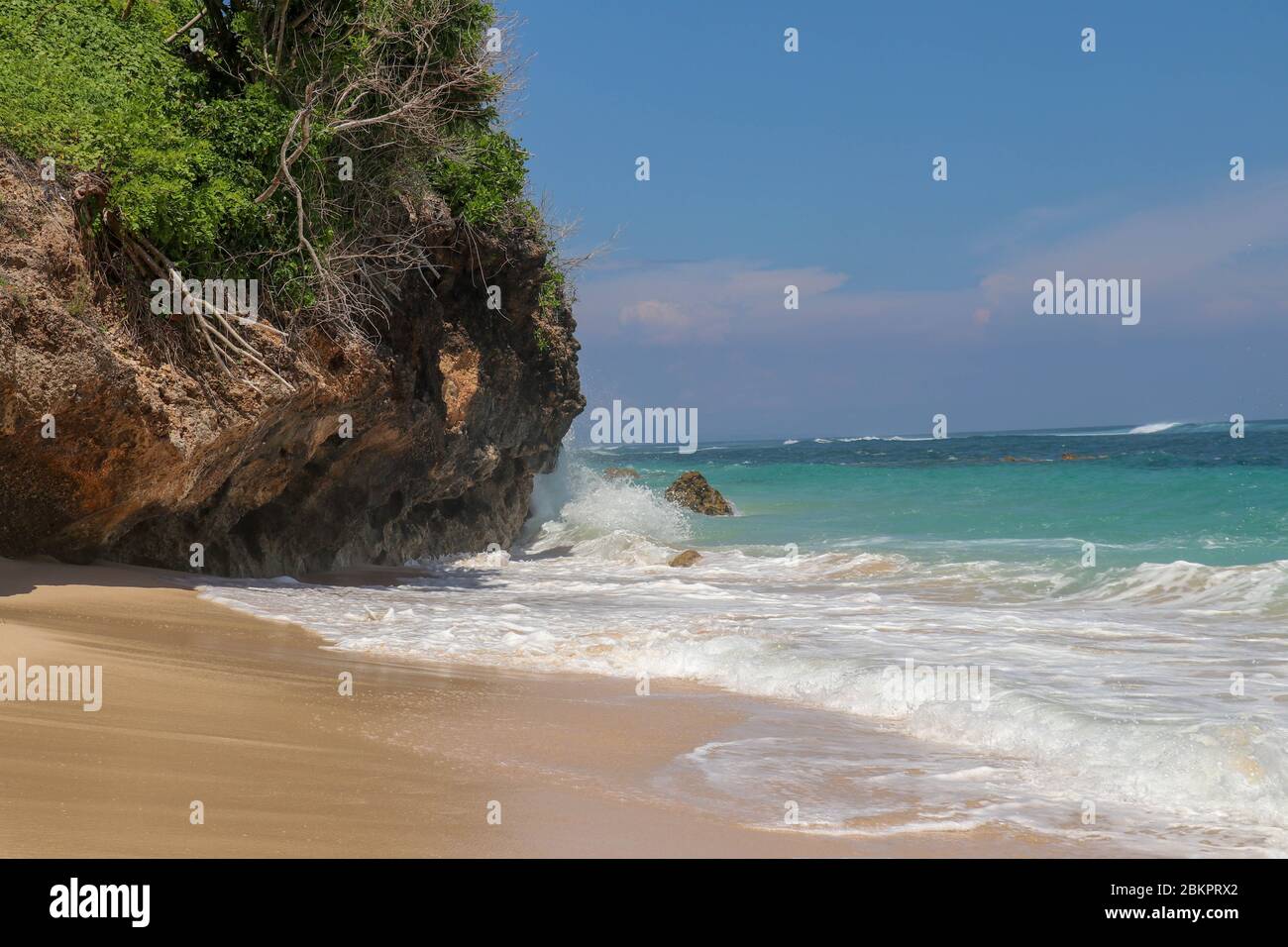 Pantai Gunung Payung beach with fine golden sand, Bali. Turquoise blue ...