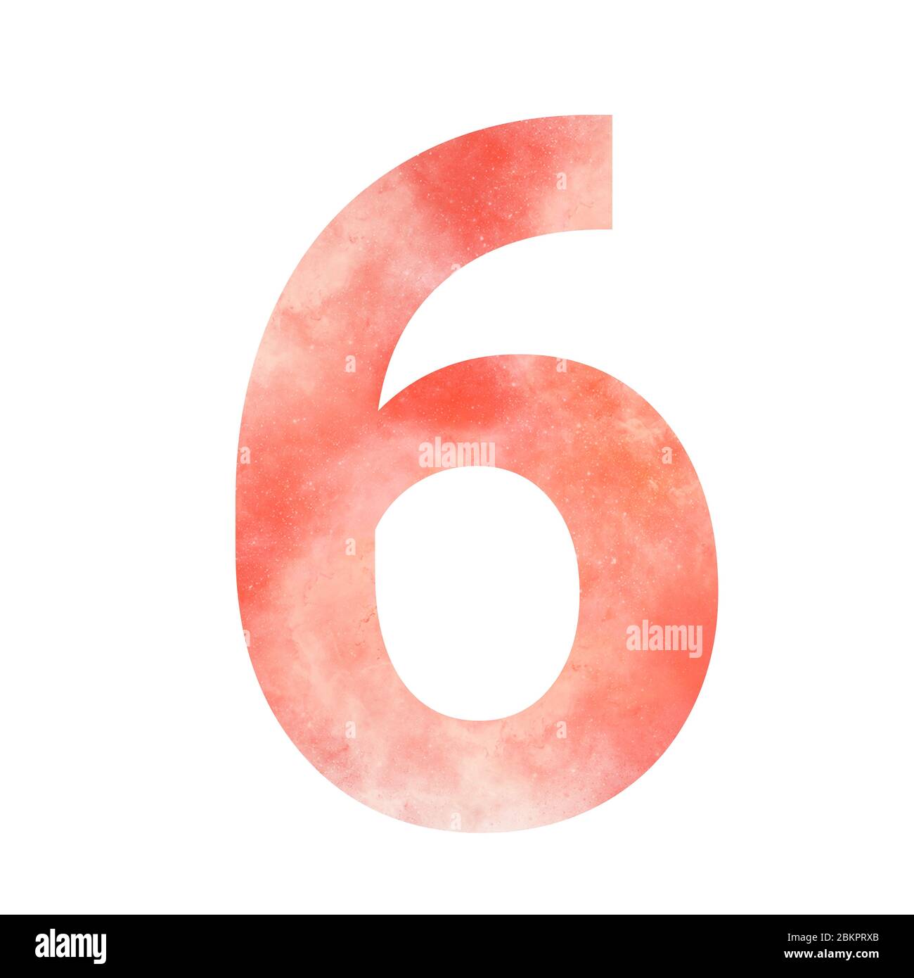Orange space alphabet numbers. Number 6 six. Digital art. Isolated on ...