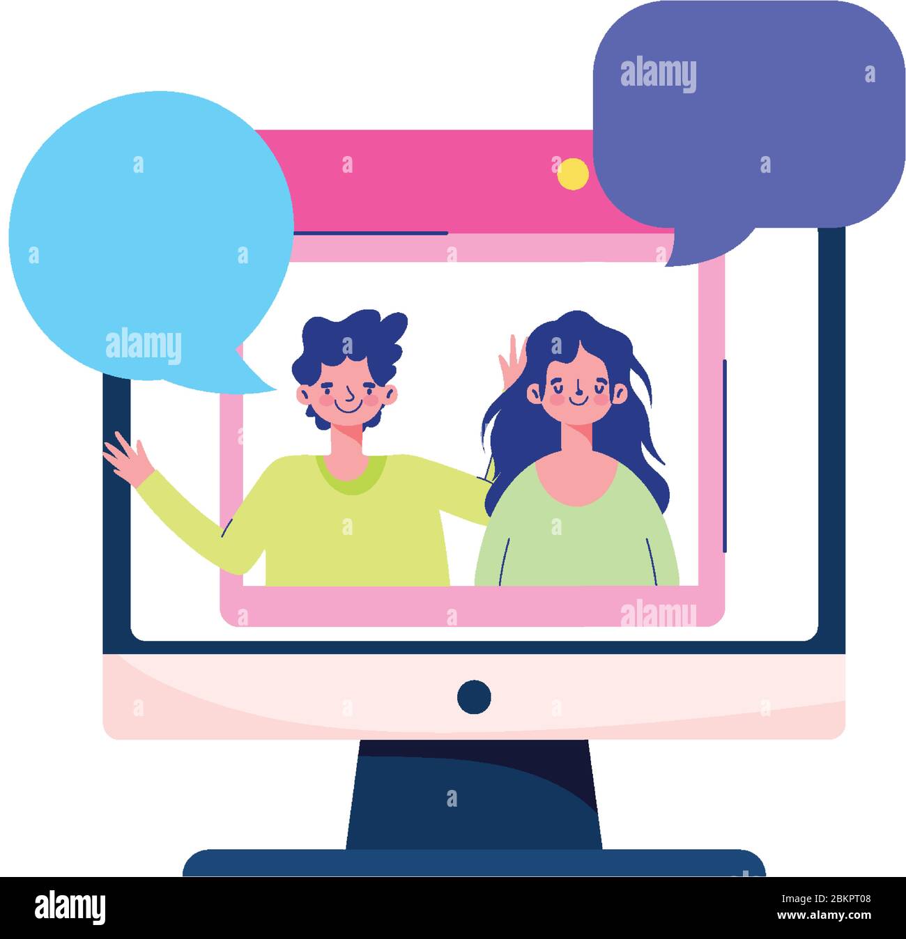 education online, computer students website speech bubble vector ...