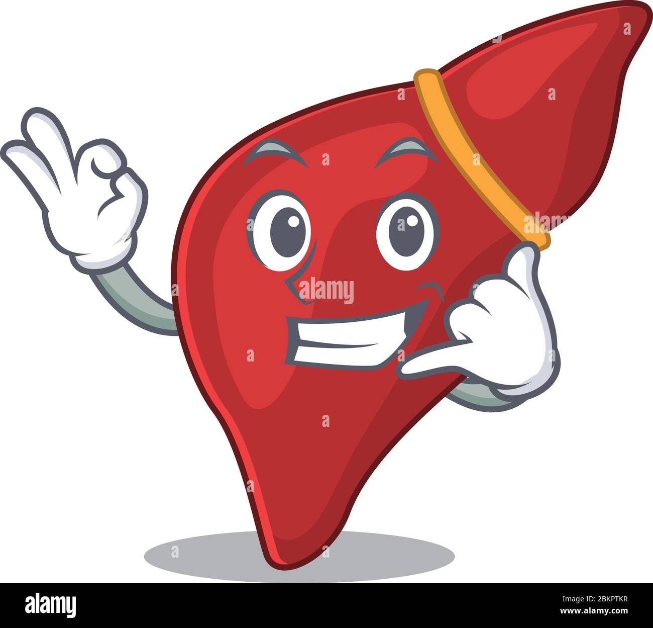 Cartoon design of healthy human liver with call me funny gesture Stock ...