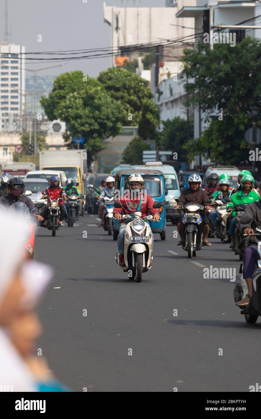 Jakarta, Indonesia - July 15, 2019: A snapshot of motorcycle and ...