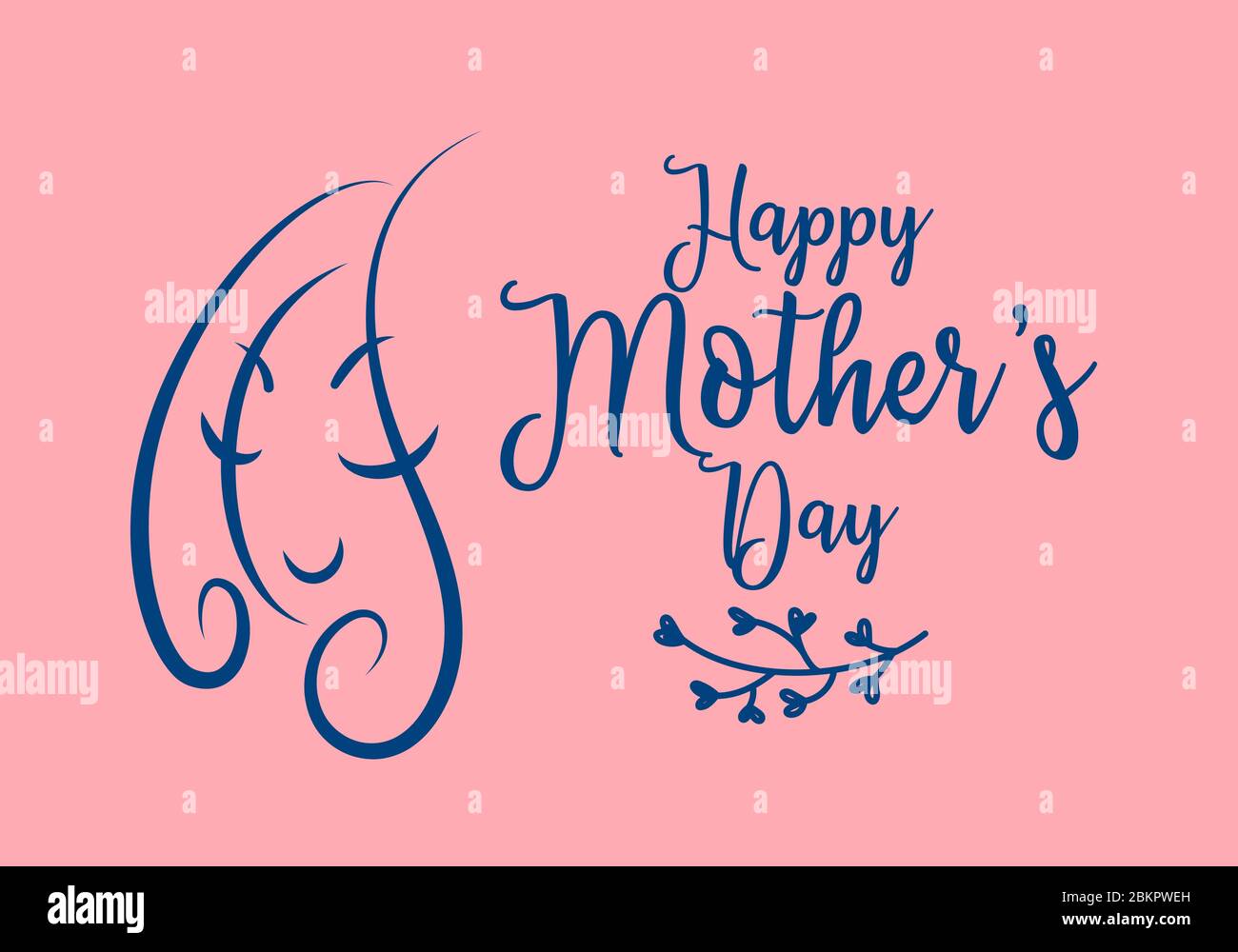 Happy Mothers Day Badge And Bundle Vector Design Line Shape Of Woman