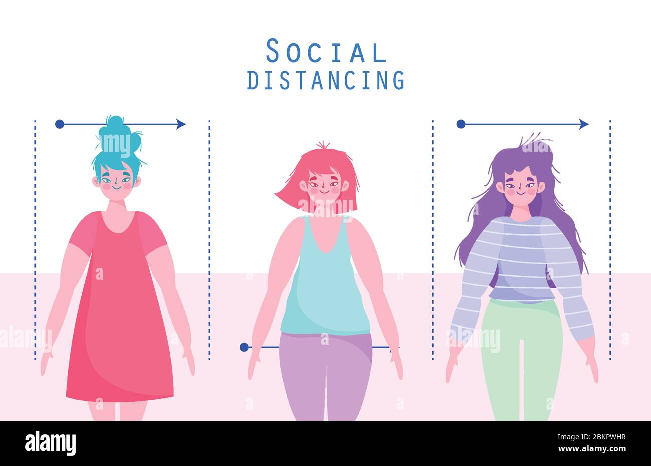 covid 19 coronavirus prevention women characters social distancing ...