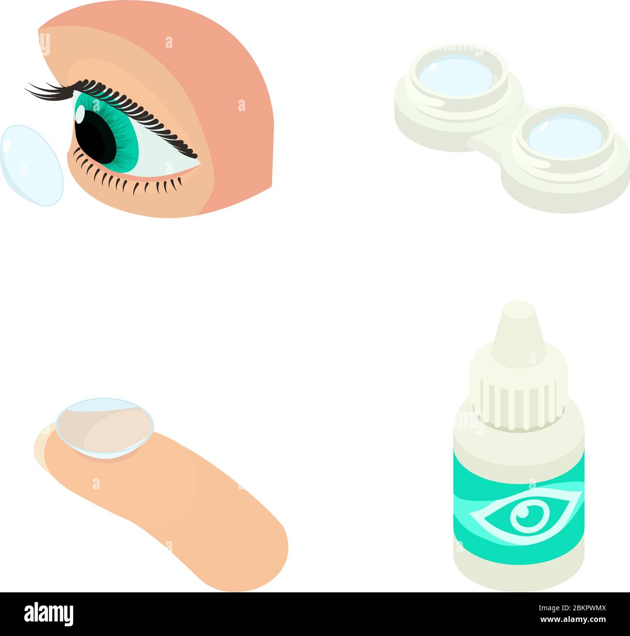 Contact lens icons set. Isometric set of contact lens vector icons for ...