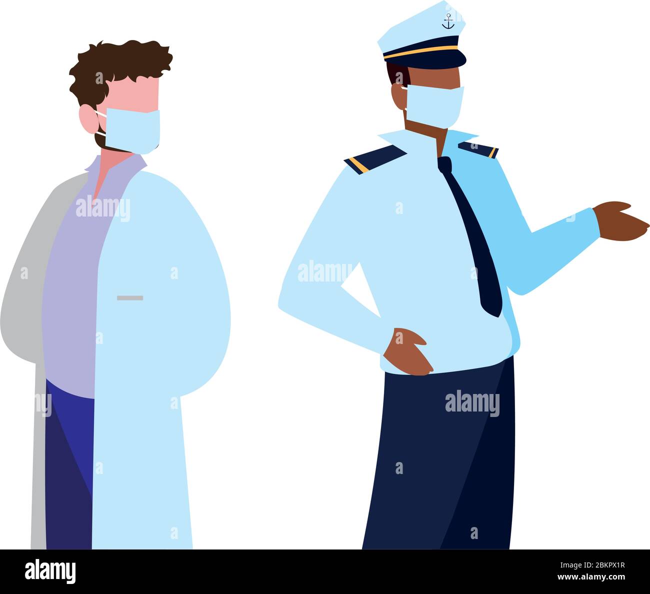 professional men wearing face mask vector illustration design Stock ...