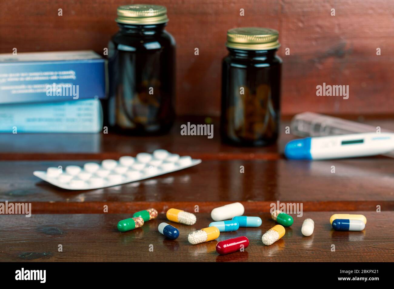 Colorful medicine capsules and defferent medicine Stock Photo - Alamy