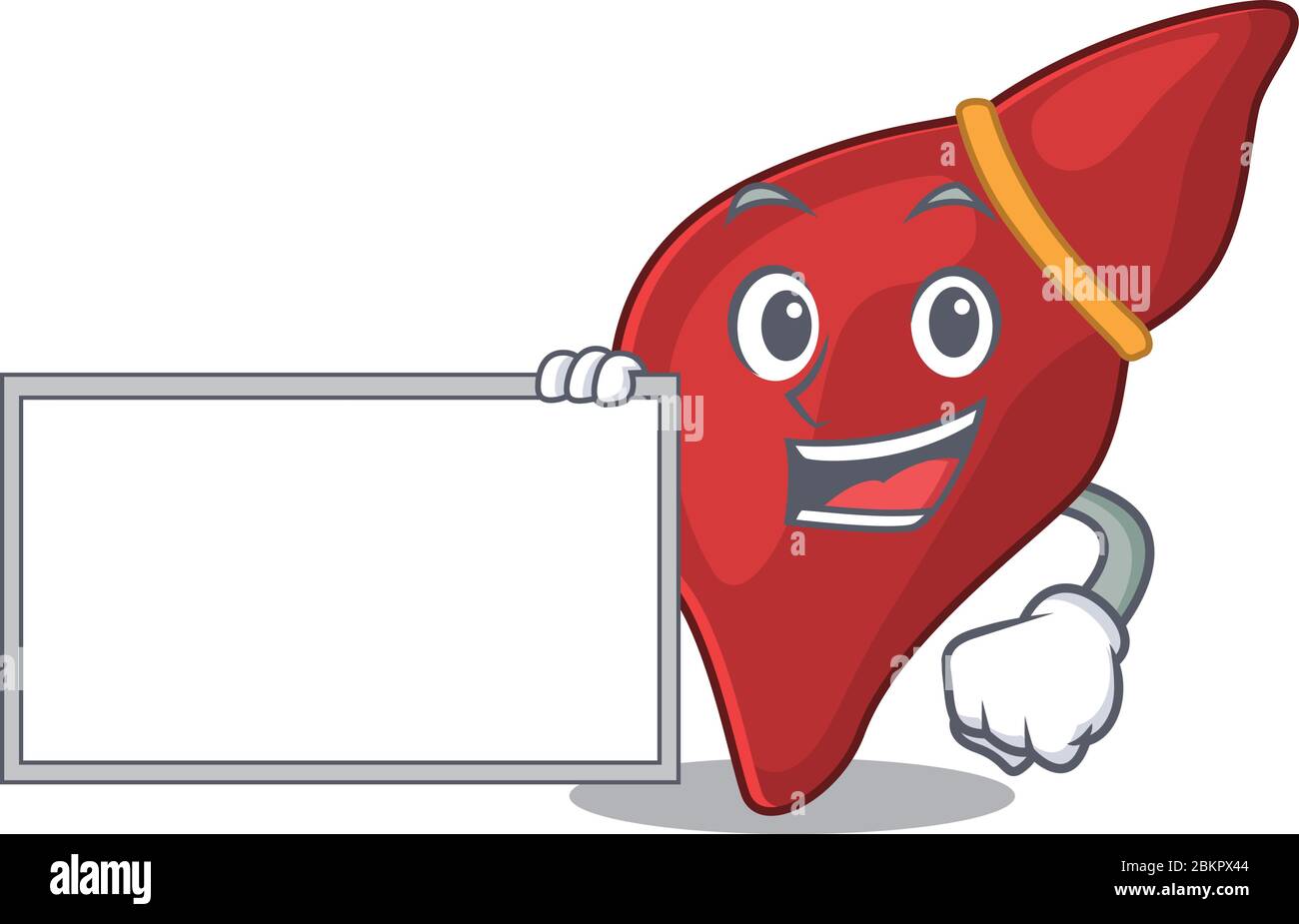 Healthy human liver cartoon character design style with board Stock ...