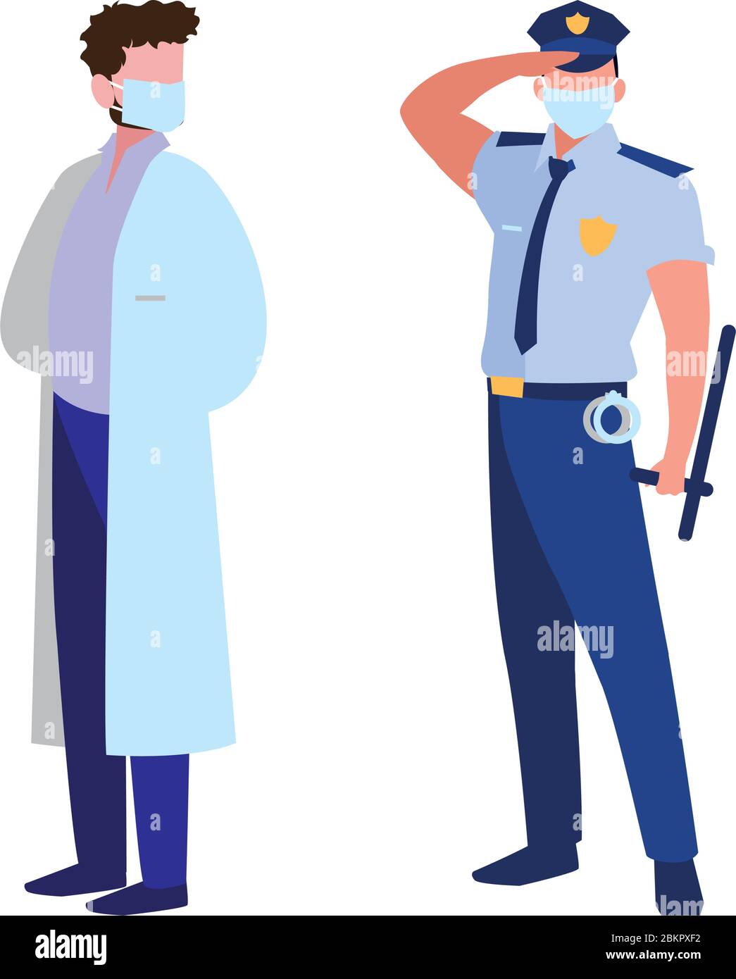 professional men wearing face mask vector illustration design Stock ...