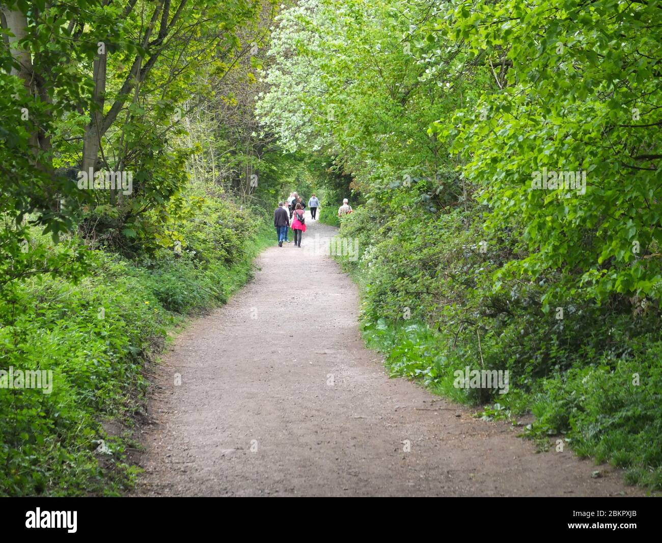 People take a social distancing walk through rural footpaths in ...
