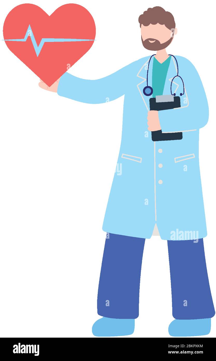 thanks doctors nurses, physician with heartbeat medical help vector ...