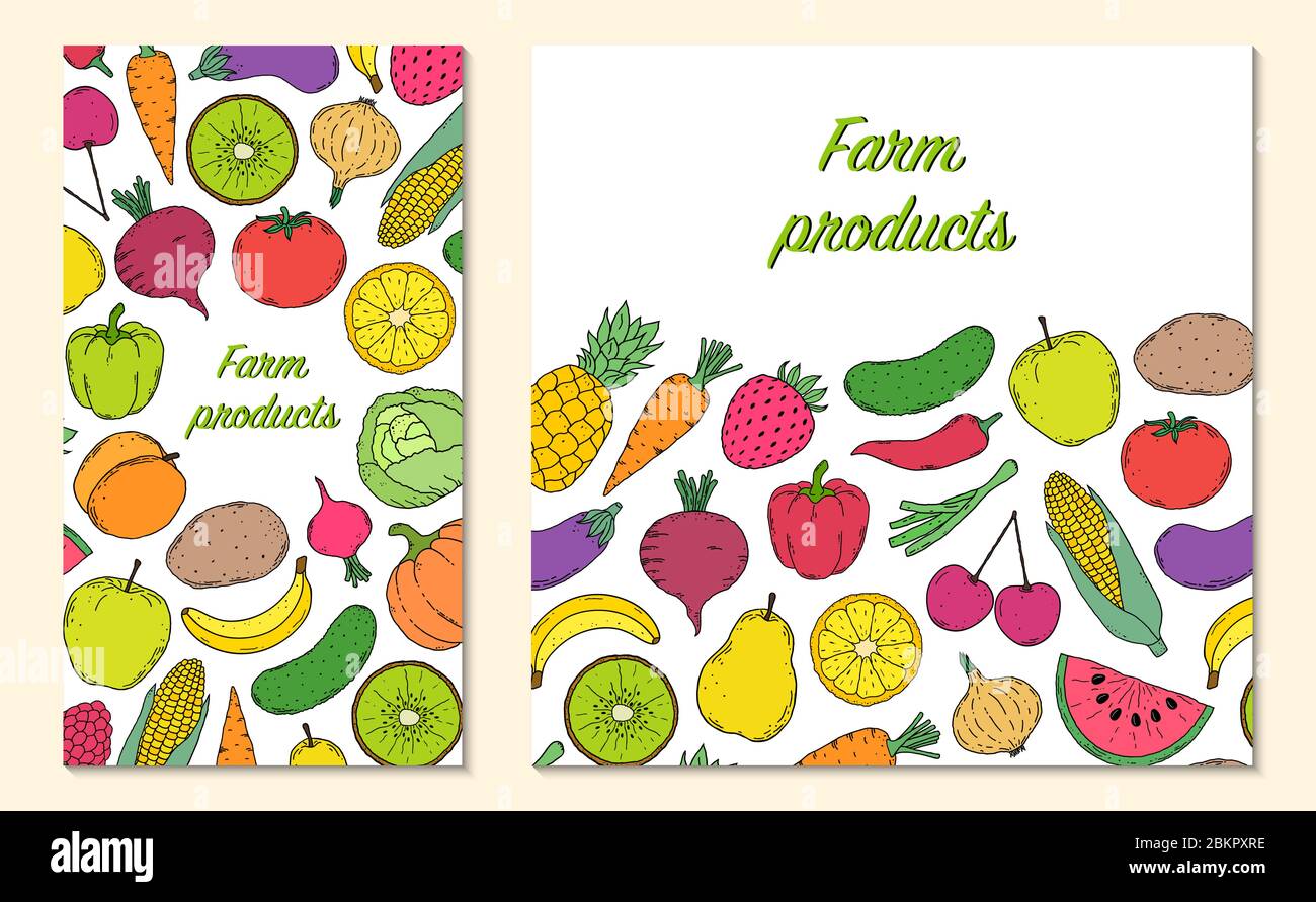 Card, flyer with vegetables and fruits Stock Vector Image & Art - Alamy